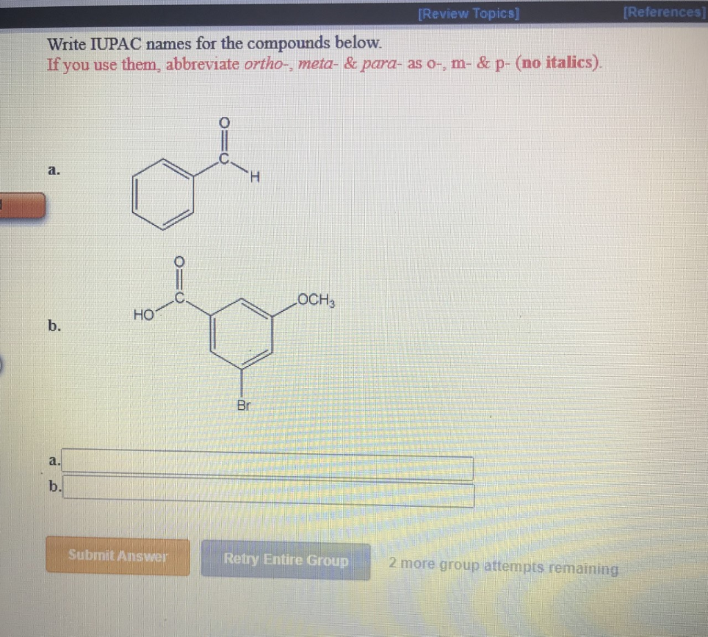 Solved (References [Review Topics) Write IUPAC names for the | Chegg.com