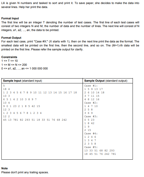 Solved Lili is given N numbers and tasked to sort and print | Chegg.com