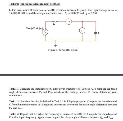 Task #1: Impedance Measurement MethodsIn ﻿this task, | Chegg.com