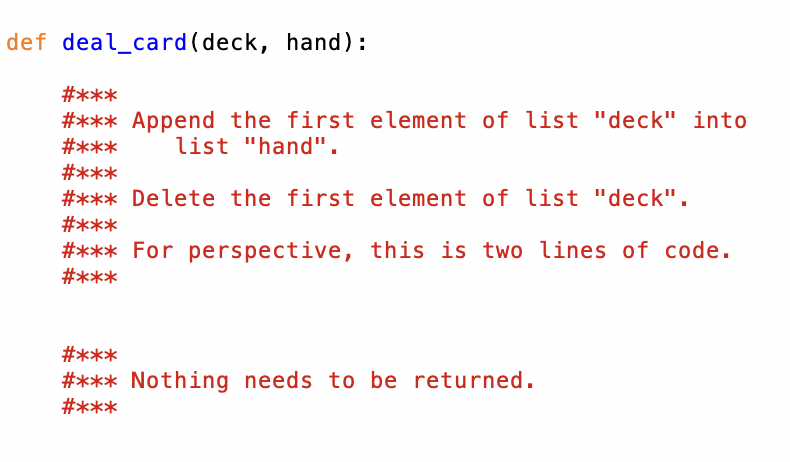 Solved def deal_card(deck, hand): \#*** \#*** Append the | Chegg.com