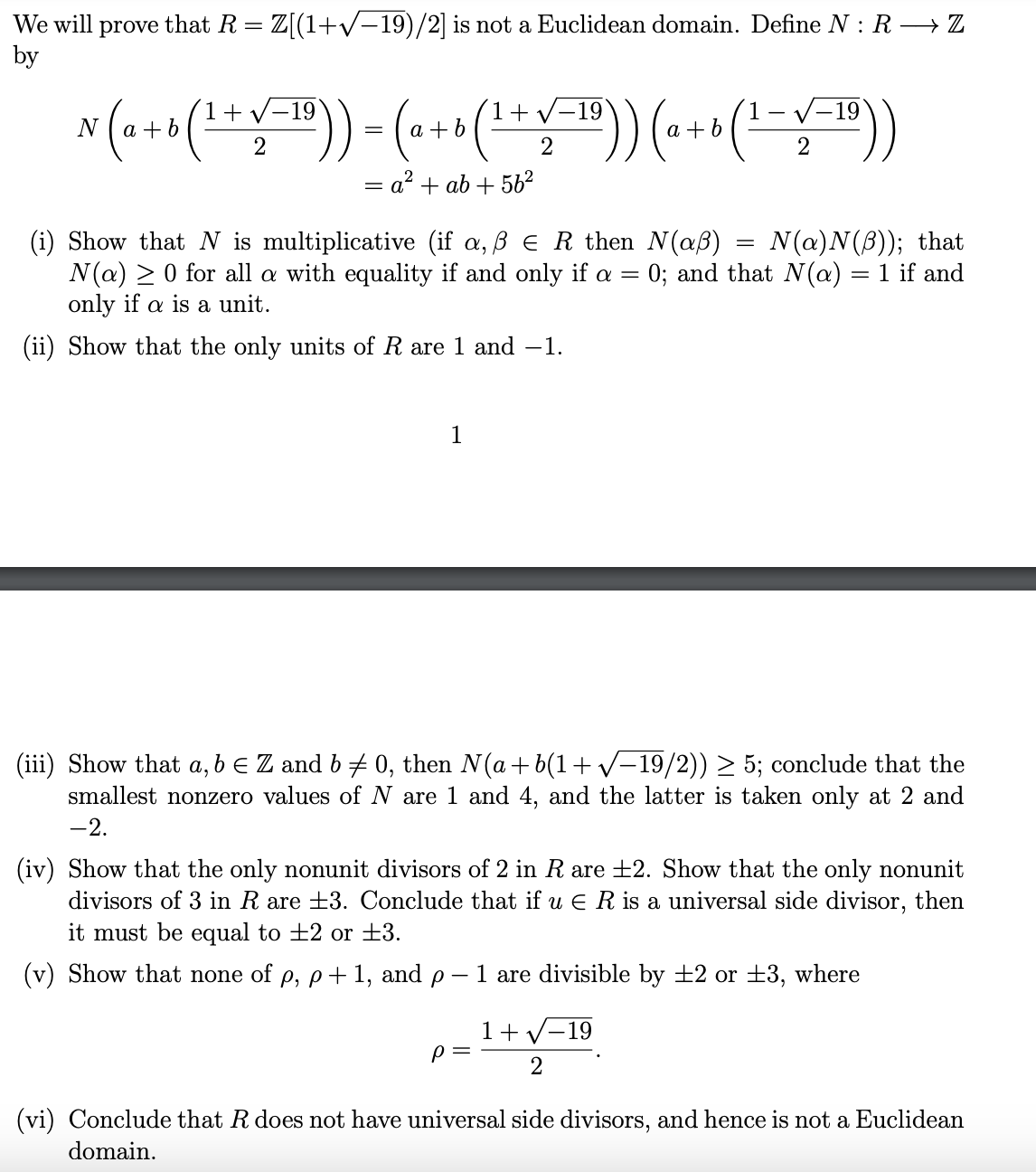 We will prove that R=Z[1+-1922] ﻿is not a Euclidean | Chegg.com