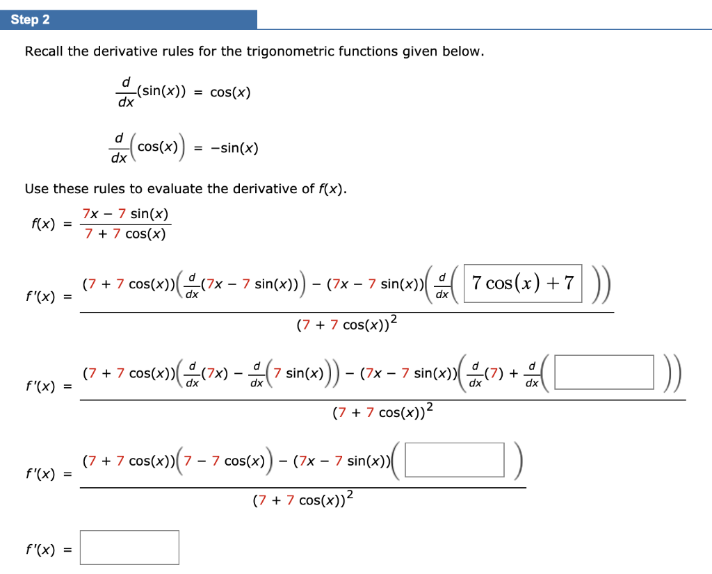 Solved Tutorial Exercise Find the derivative of the | Chegg.com