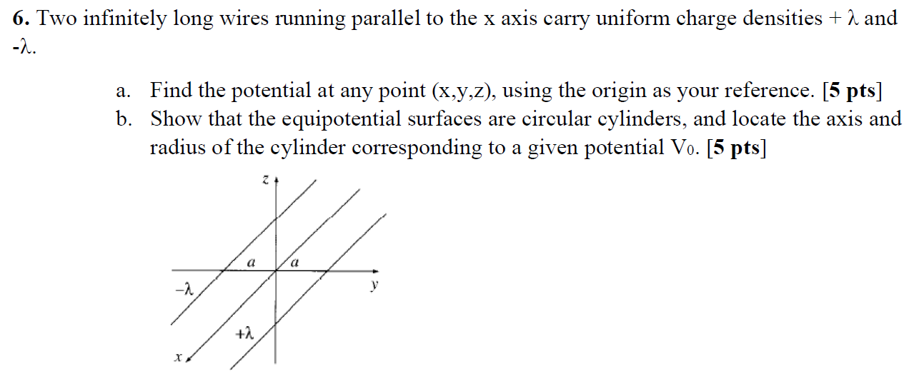 Solved 6. Two infinitely long wires running parallel to the | Chegg.com
