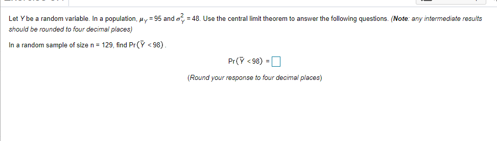 Solved Let Ybe A Random Variable In A Population My 95