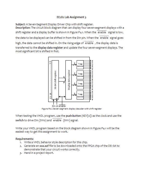 EE282 Lab Assignment 3 Subject: A Seven-Segment | Chegg.com