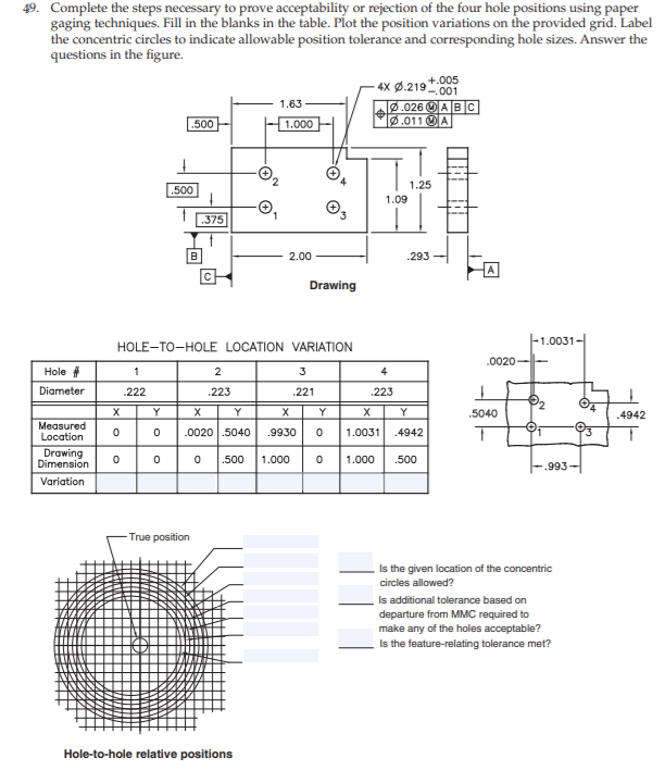 Solved 45. Complete a composite position tolerance | Chegg.com