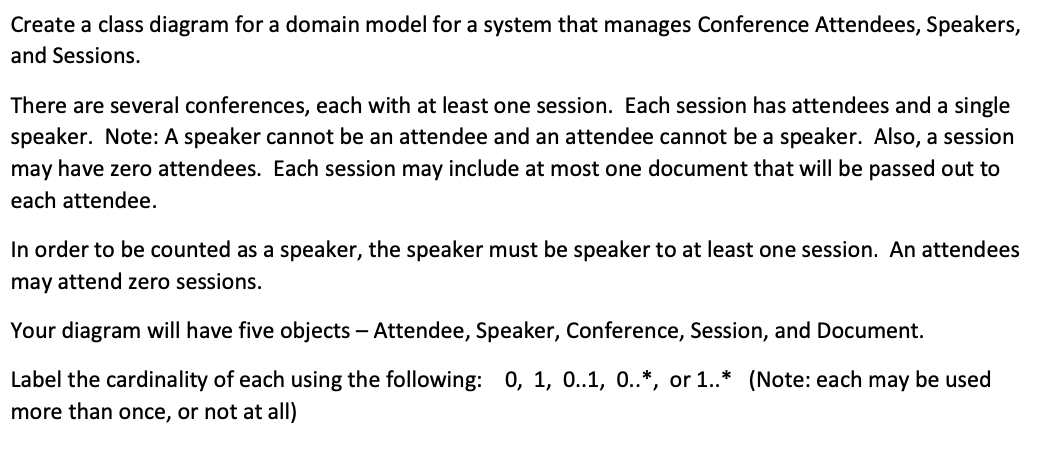 Solved Create a class diagram for a domain model for a | Chegg.com
