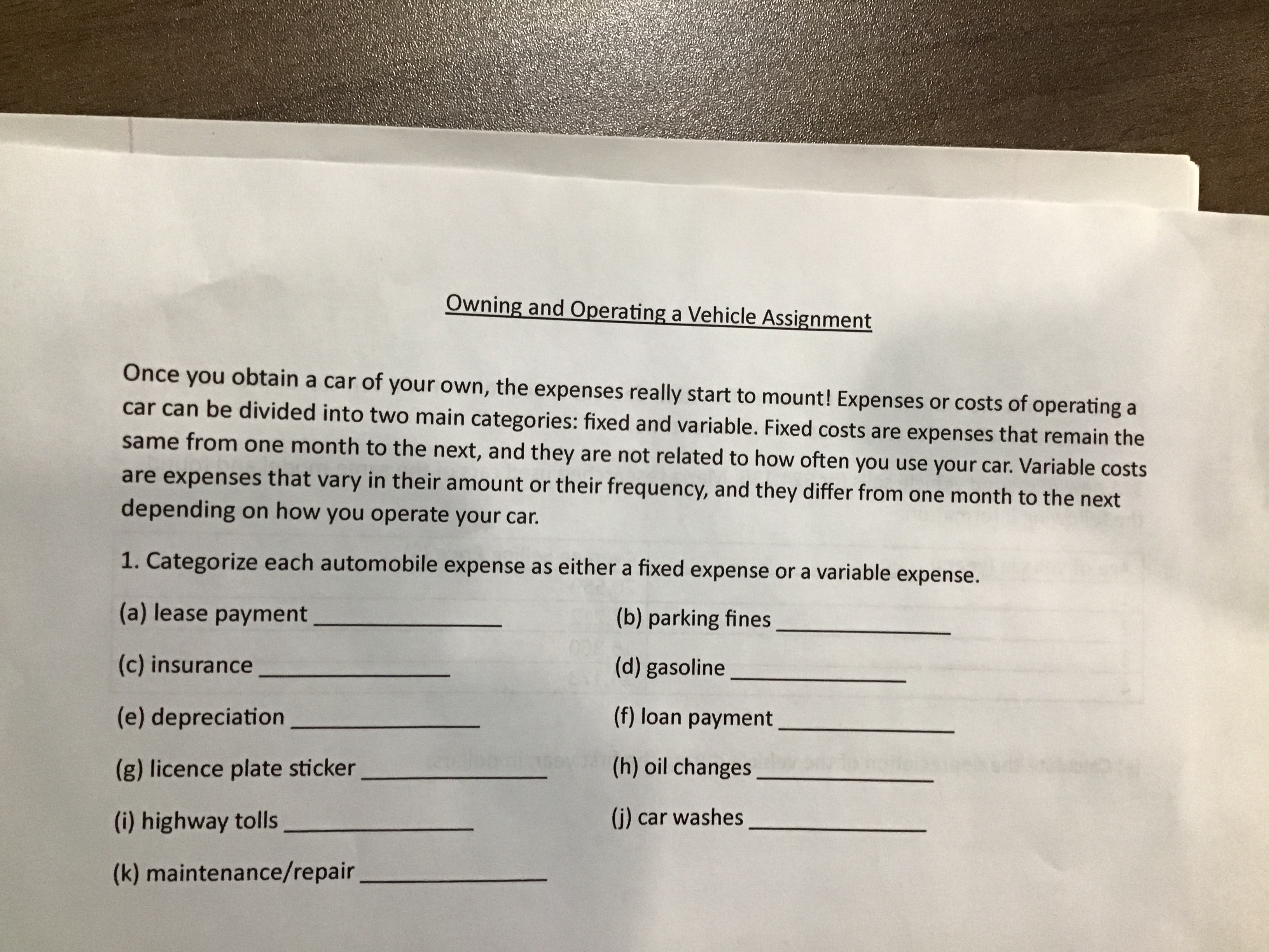 Solved Owning and Operating a Vehicle AssignmentOnce you | Chegg.com