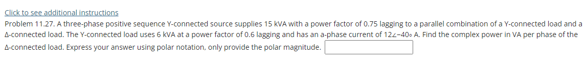 Solved Click to see additional instructions Problem 11.27. A | Chegg.com