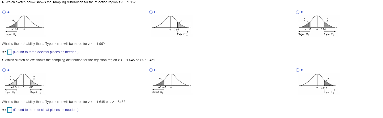 Solved For each of the following rejection regions, sketch | Chegg.com