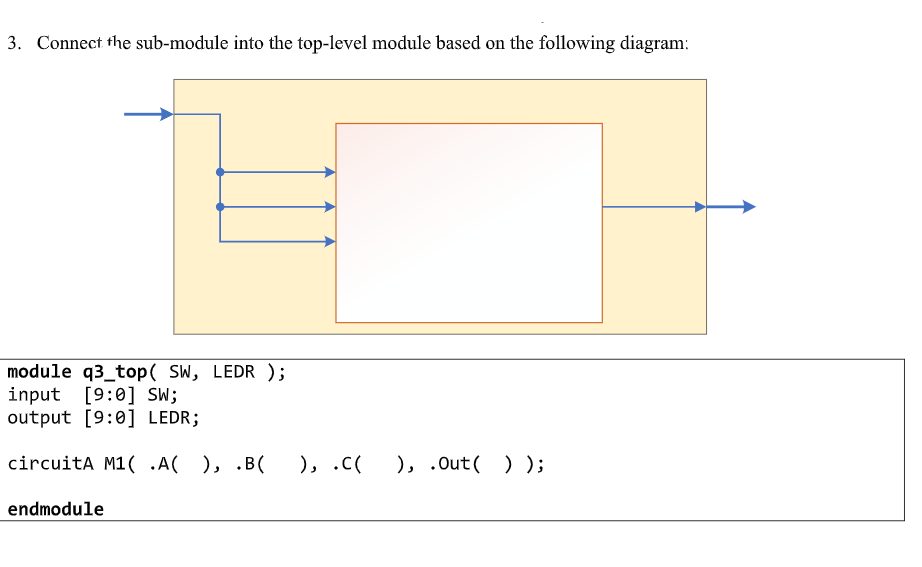 Solved 3. Connect the sub-module into the top-level module | Chegg.com