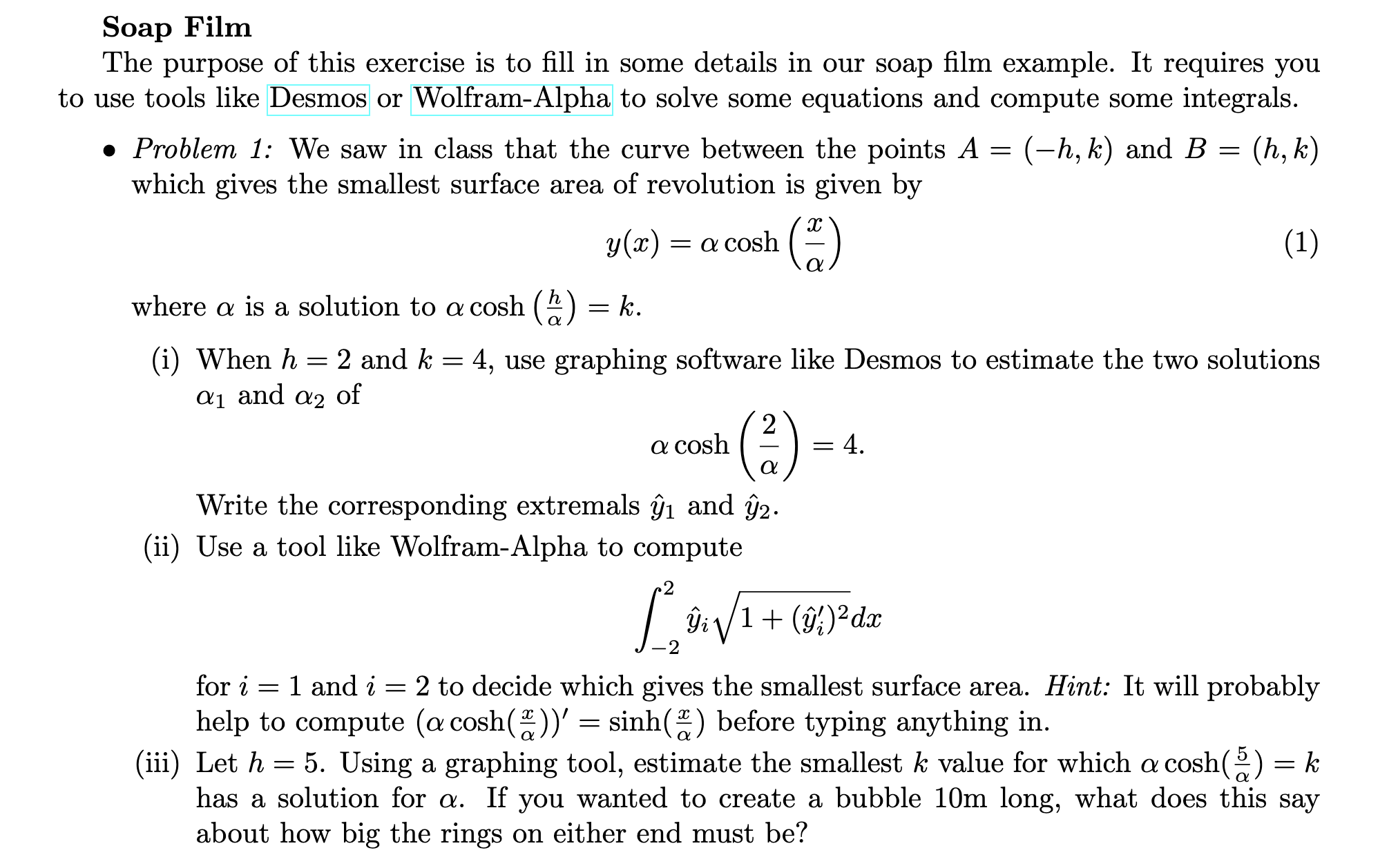 Solved Soap Film The purpose of this exercise is to fill in | Chegg.com