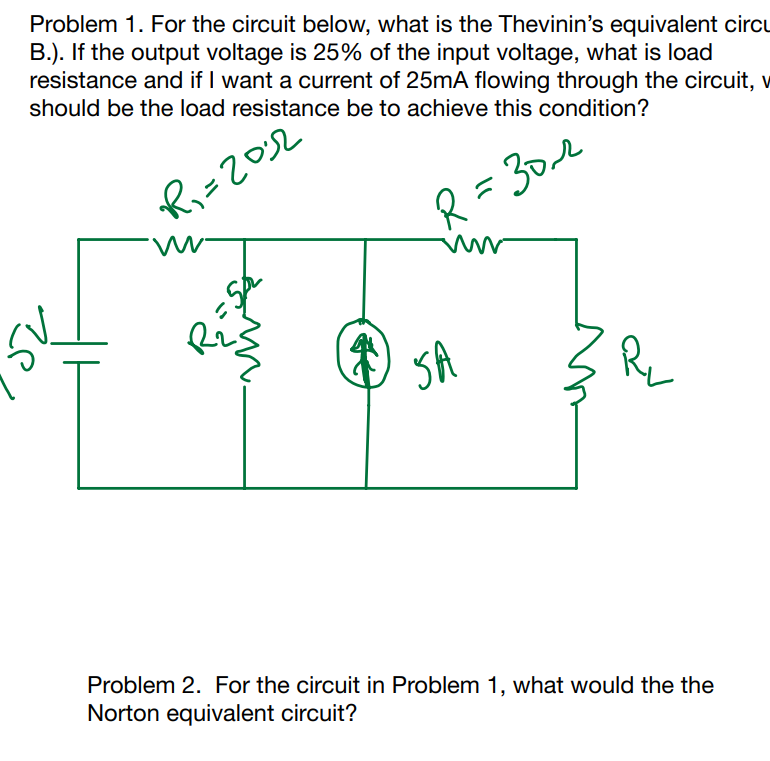Solved Problem 1. For the circuit below, what is the | Chegg.com