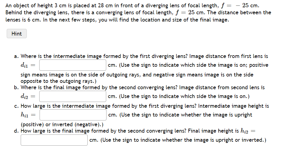 Solved An object of height 3 cm is placed at 28 cm in front | Chegg.com