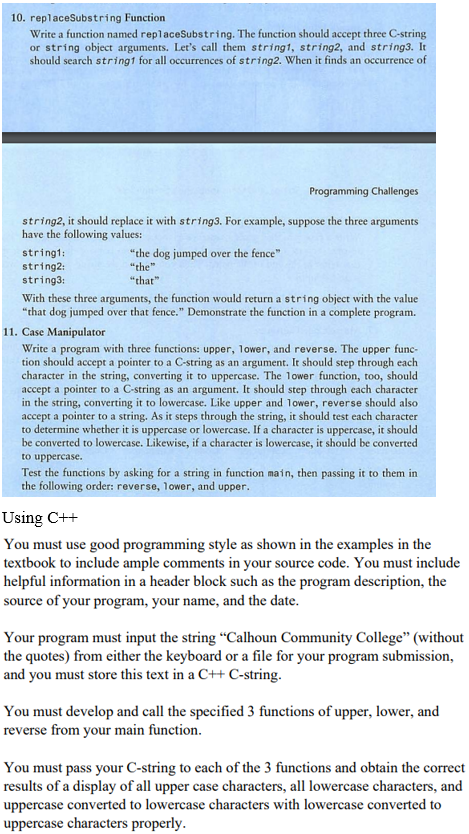 Solved 10. replaceSubstring Function Write a function named | Chegg.com