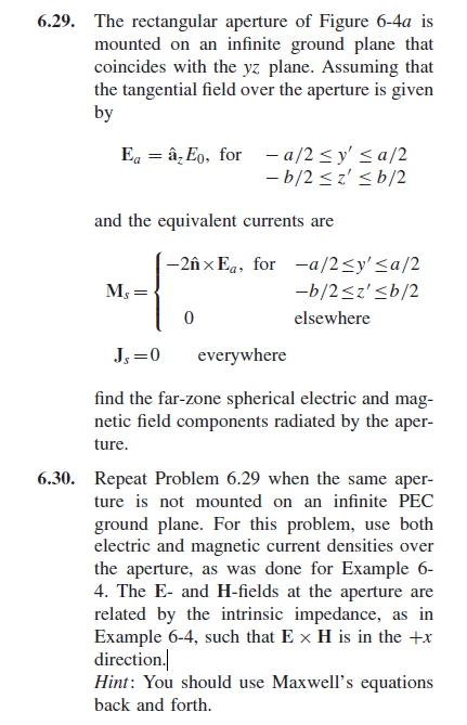 Solved 6.30. Repeat Problem 6.29 when the same aperture is | Chegg.com