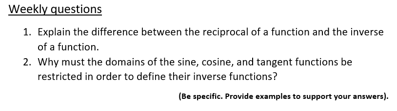 Solved Weekly questions 1. Explain the difference between | Chegg.com