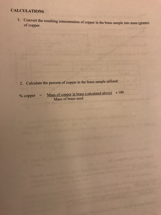 Solved CALCULATIONS Convert the resulting concentration of | Chegg.com