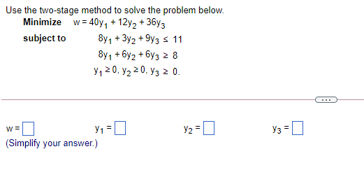 Solved + Use the two-stage method to solve the problem | Chegg.com