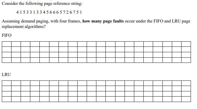 Solved Consider the following page reference string: | Chegg.com
