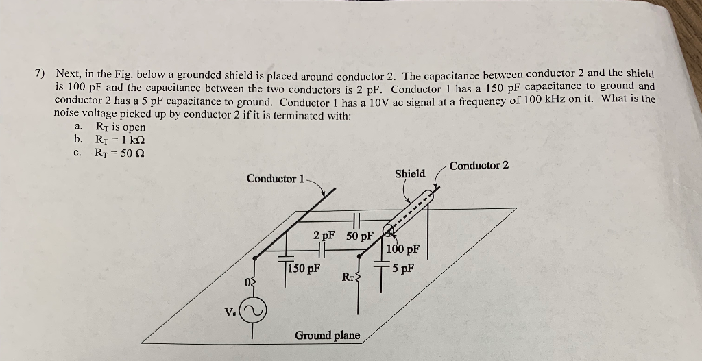 Solved 7) Next, in the Fig. below a grounded shield is | Chegg.com