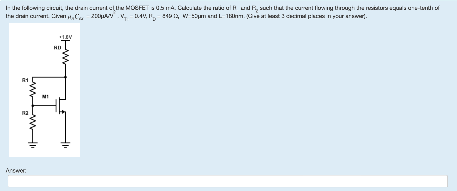 [solved] In The Following Circuit The Drain Current Of T