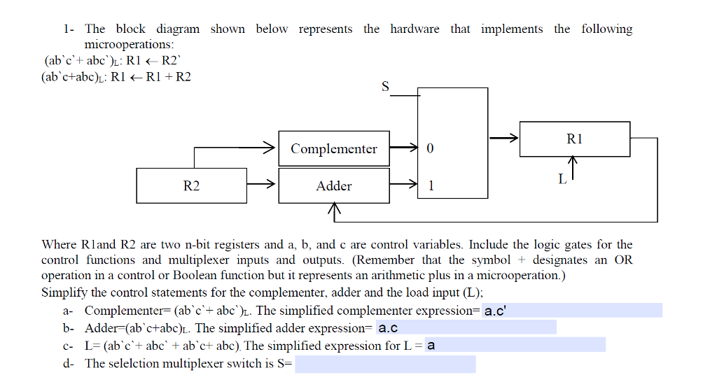 1- The block diagram shown below represents the | Chegg.com