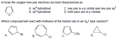 Solved In furan the oxygen lone pair electrons are best | Chegg.com