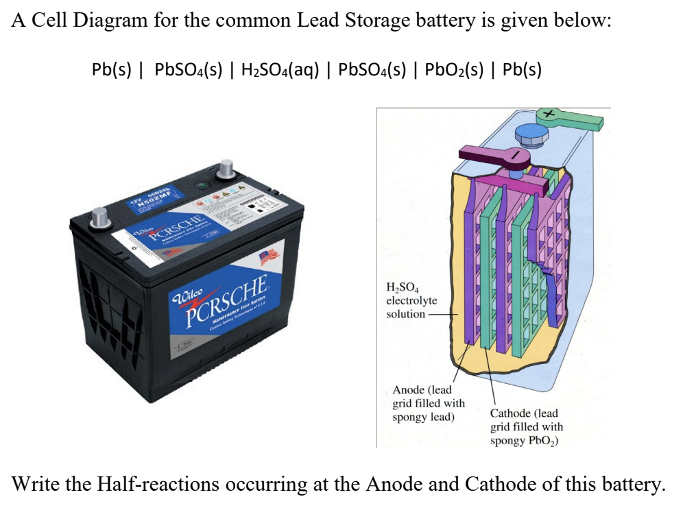 Solved A Cell Diagram for the common Lead Storage battery is | Chegg.com