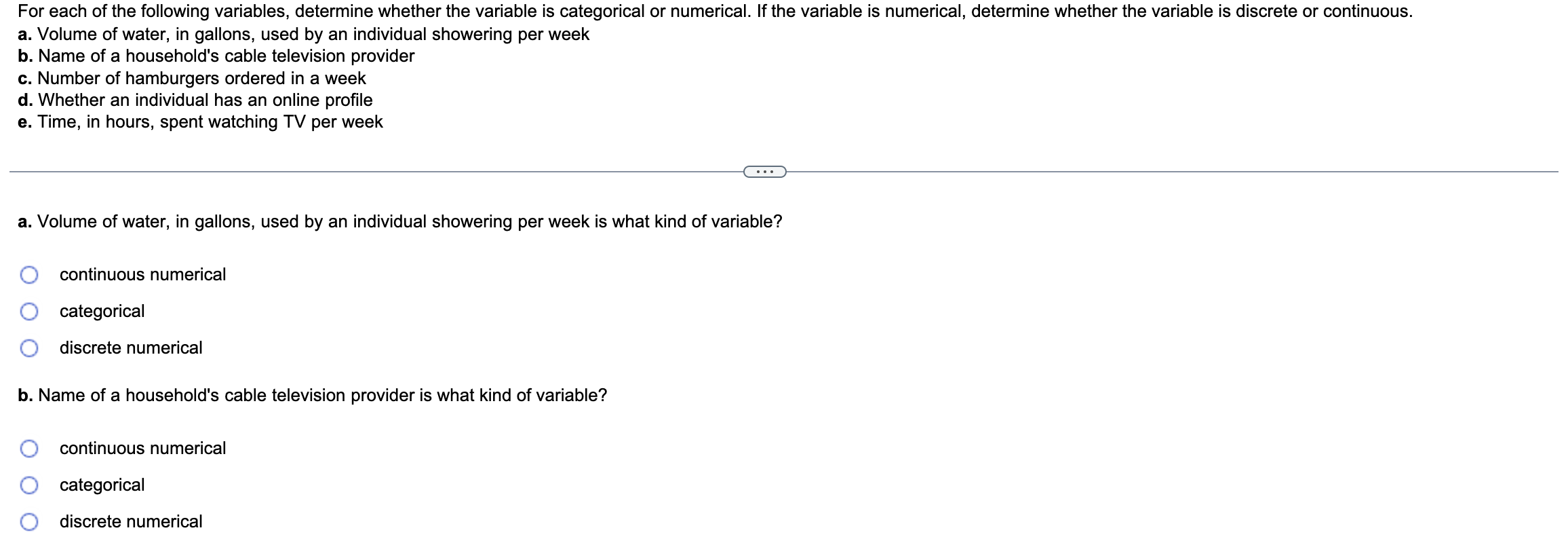 Solved For each of the following variables, determine | Chegg.com