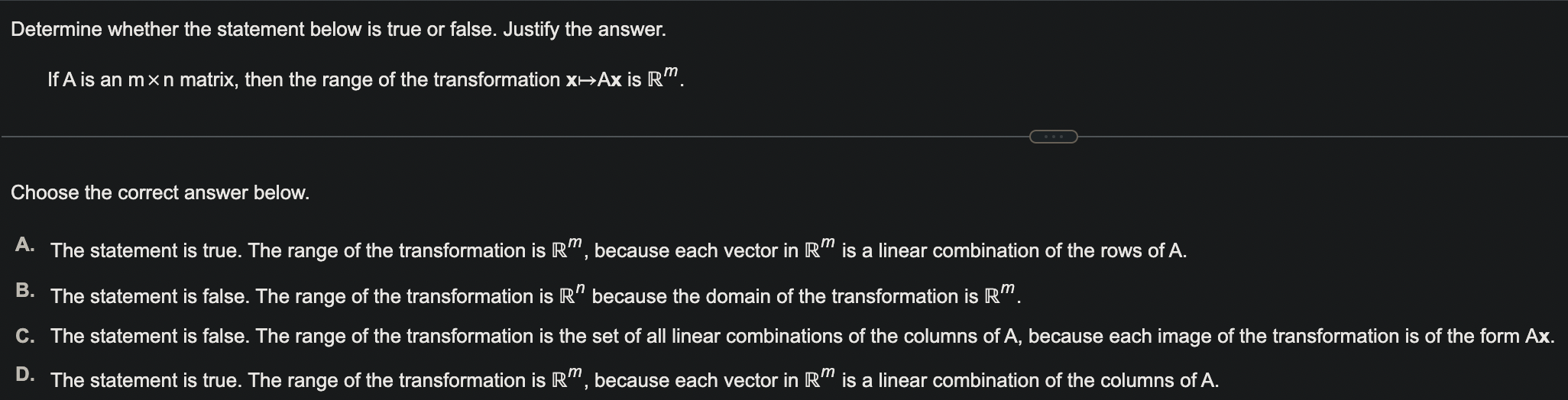Solved The given matrix determines a linear transformation | Chegg.com