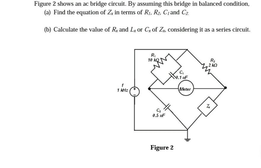Solved Figure 2 shows an ac bridge circuit. By assuming this | Chegg.com