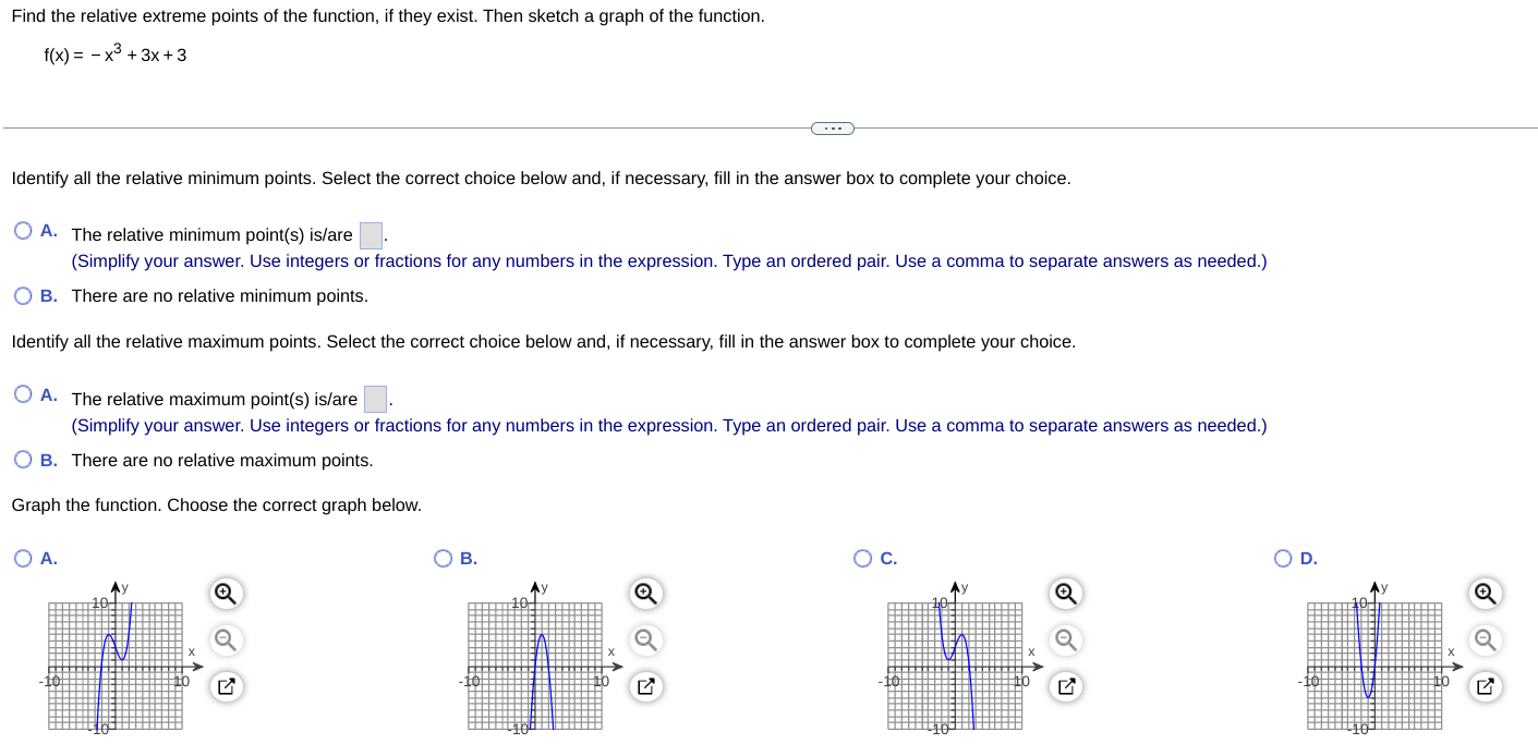 Solved f(x)=−x3+3x+3 Identify all the relative minimum | Chegg.com