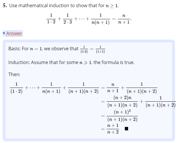 Solved 5. Use mathematical induction to show that for n > 1, | Chegg.com