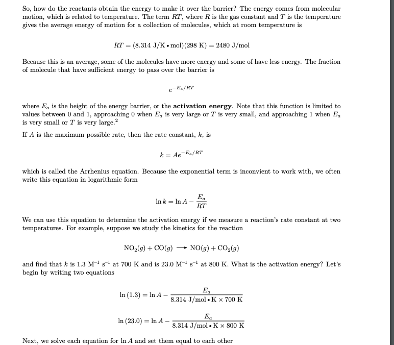 Solved Evaluate 10: Activation Energy Provide a solution to | Chegg.com