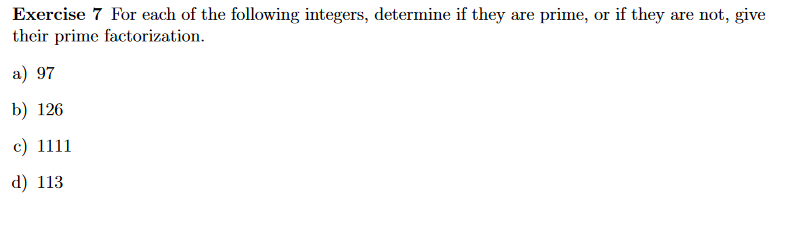Solved Exercise 7 For each of the following integers, | Chegg.com