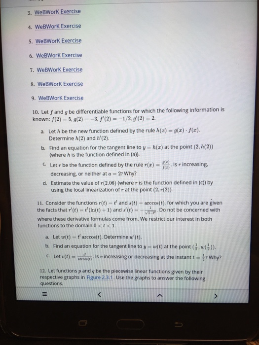 Solved 3. WeBWorK Exercise 4. WeBWork Exercise 5. WeBWork | Chegg.com