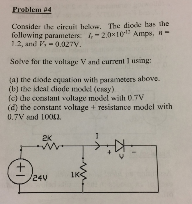 Solved Problem #4 Consider the circuit below. The diode has | Chegg.com