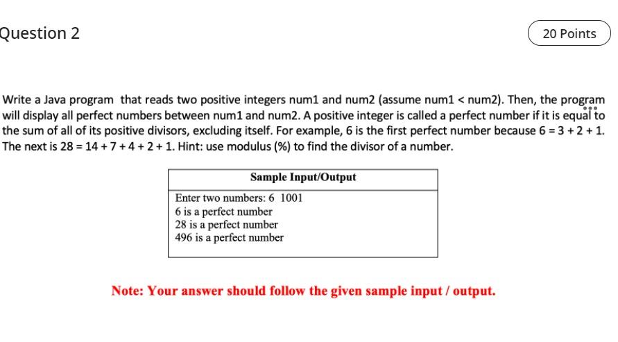 Solved Question 2 20 Points Write a Java program that reads | Chegg.com