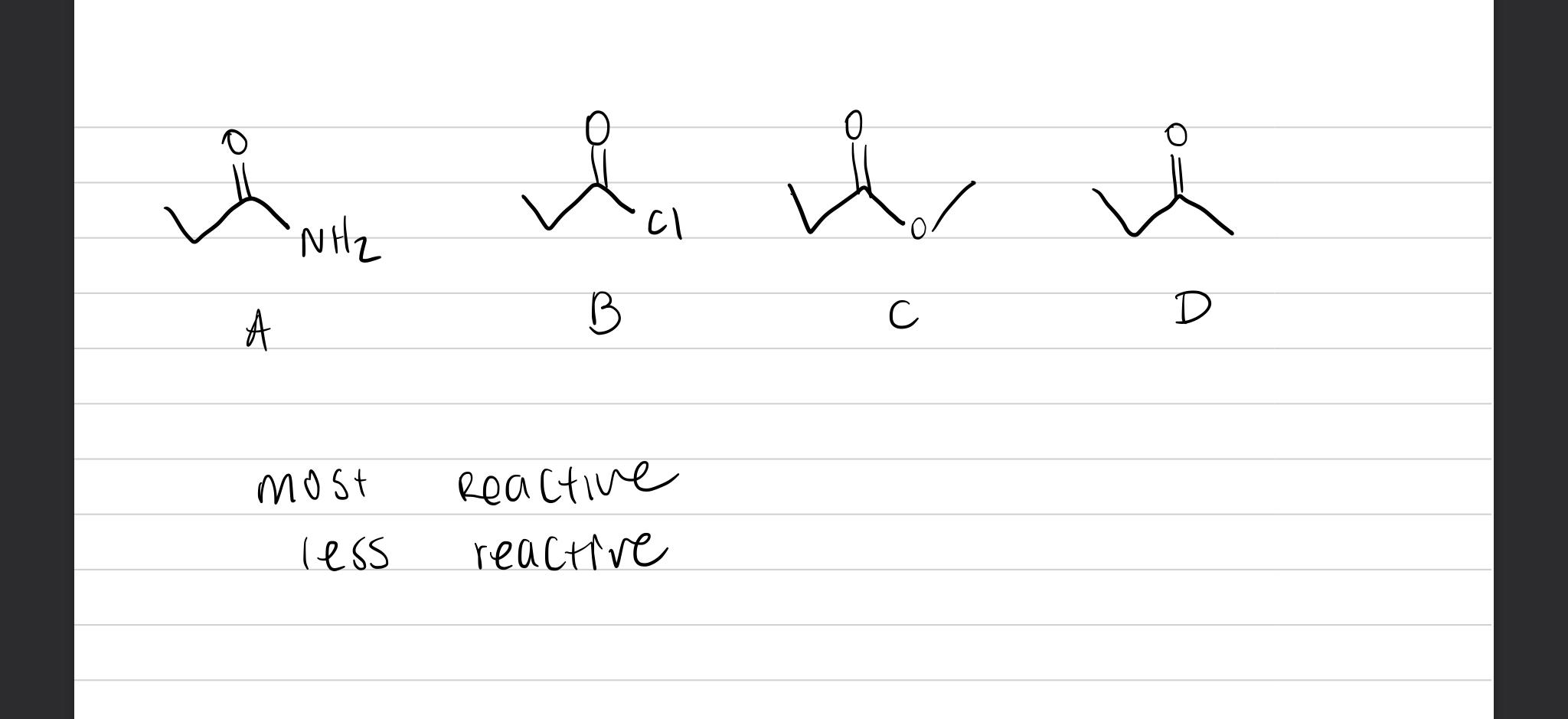 Solved i da i А, , "NH2 A B В С. D most Reactive reactive | Chegg.com
