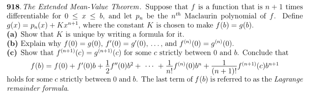 Solved The Extended Mean-Value Theorem. Suppose that f ﻿is a | Chegg.com