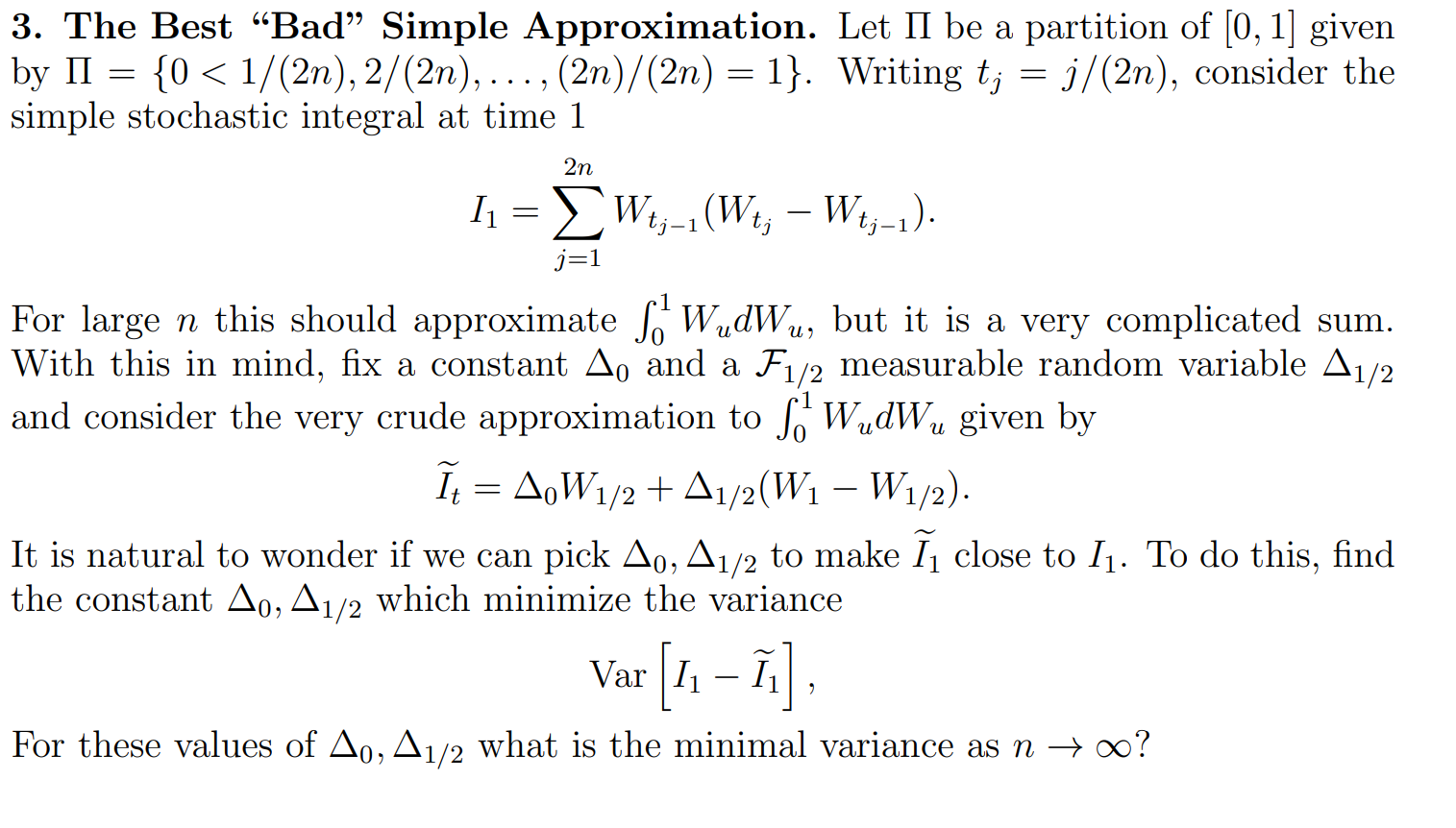 Solved 3. The Best "Bad" Simple Approximation. Let Π be a | Chegg.com