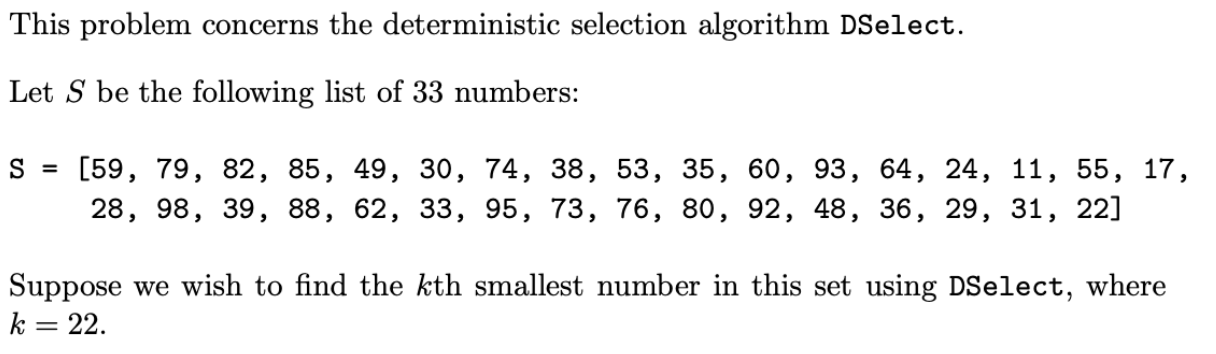 Solved This Problem Concerns The Deterministic Selection 