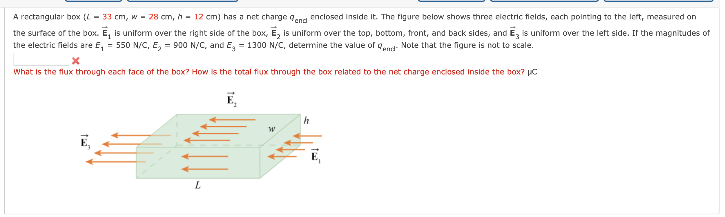 Solved A rectangular box ( L=33 cm,w=28 cm,h=12 cm ) has a | Chegg.com