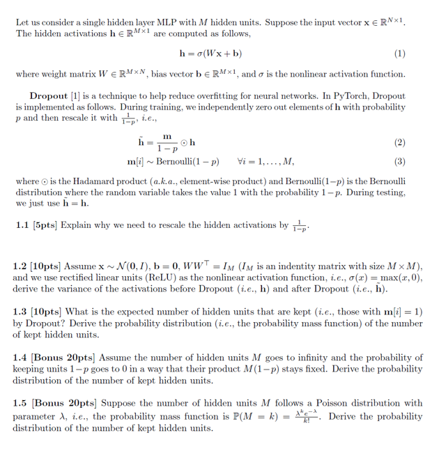 Solved Let Us Consider A Single Hidden Layer Mlp With M