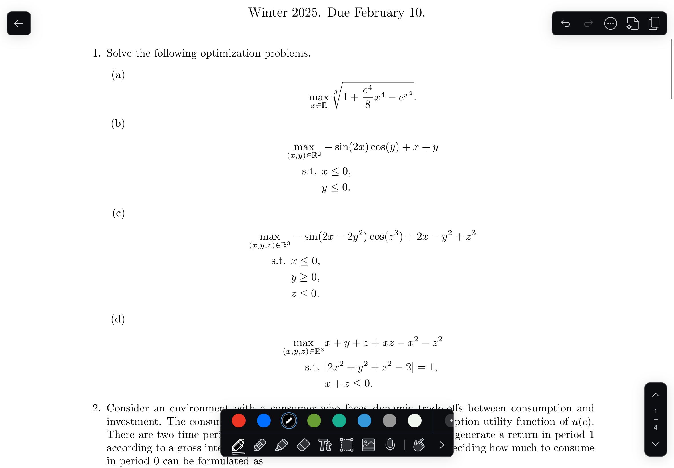 Solved Solve the following optimization | Chegg.com