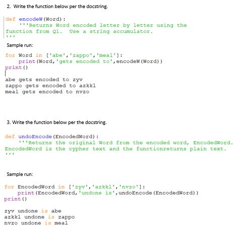 Solved 2. Write the function below per the docstring. def | Chegg.com
