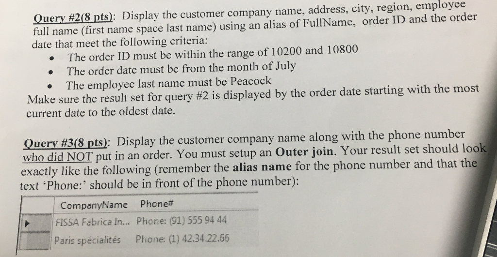 Solved 1. Display the customer company name, address, city | Chegg.com