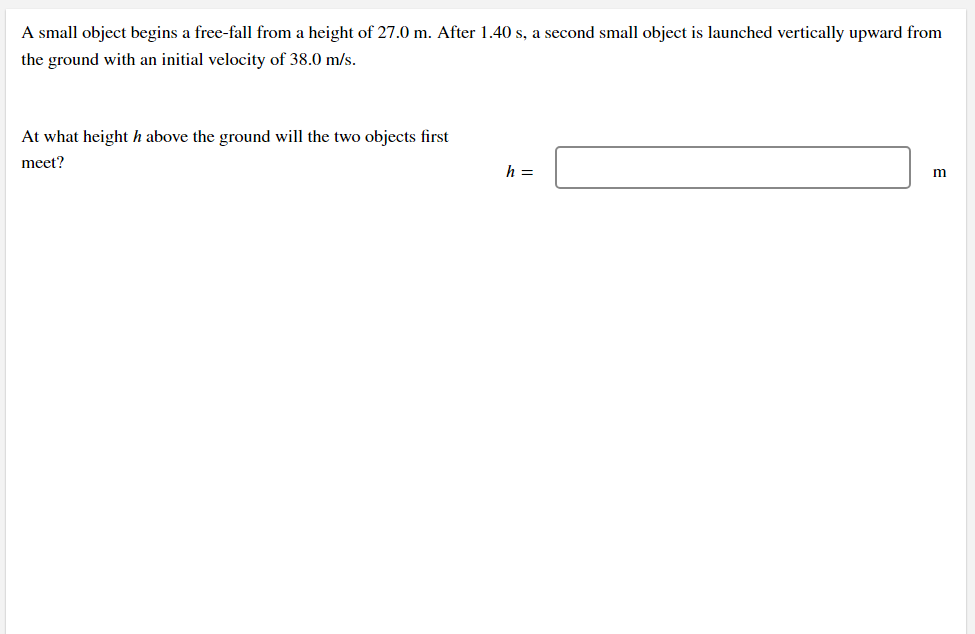 Solved A small object begins a free-fall from a height of | Chegg.com