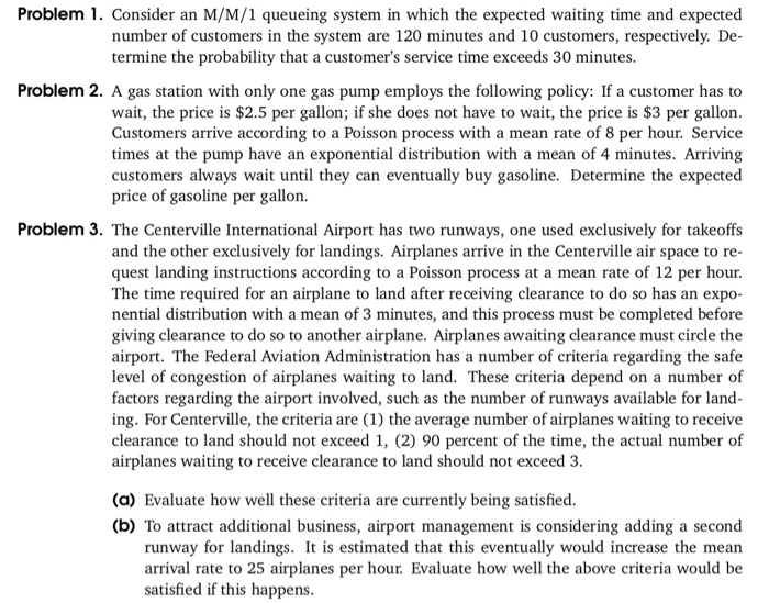 Solved Problem 1. Consider an M/M/1 queueing system in which | Chegg.com